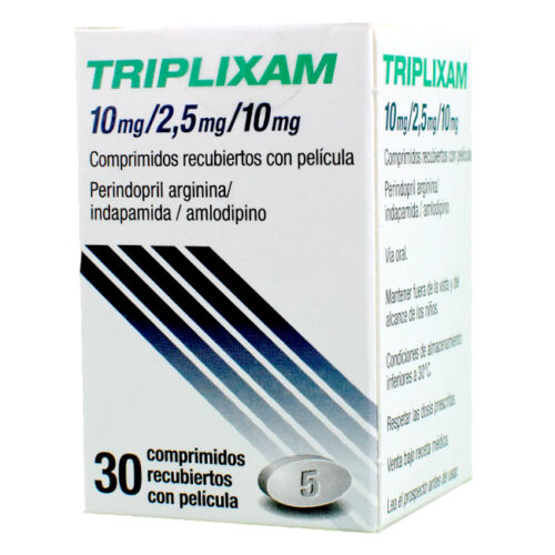 Triplixam 10mg/1.25mg/10mg Perindopril Arginina Indapamida Amlodipino ...